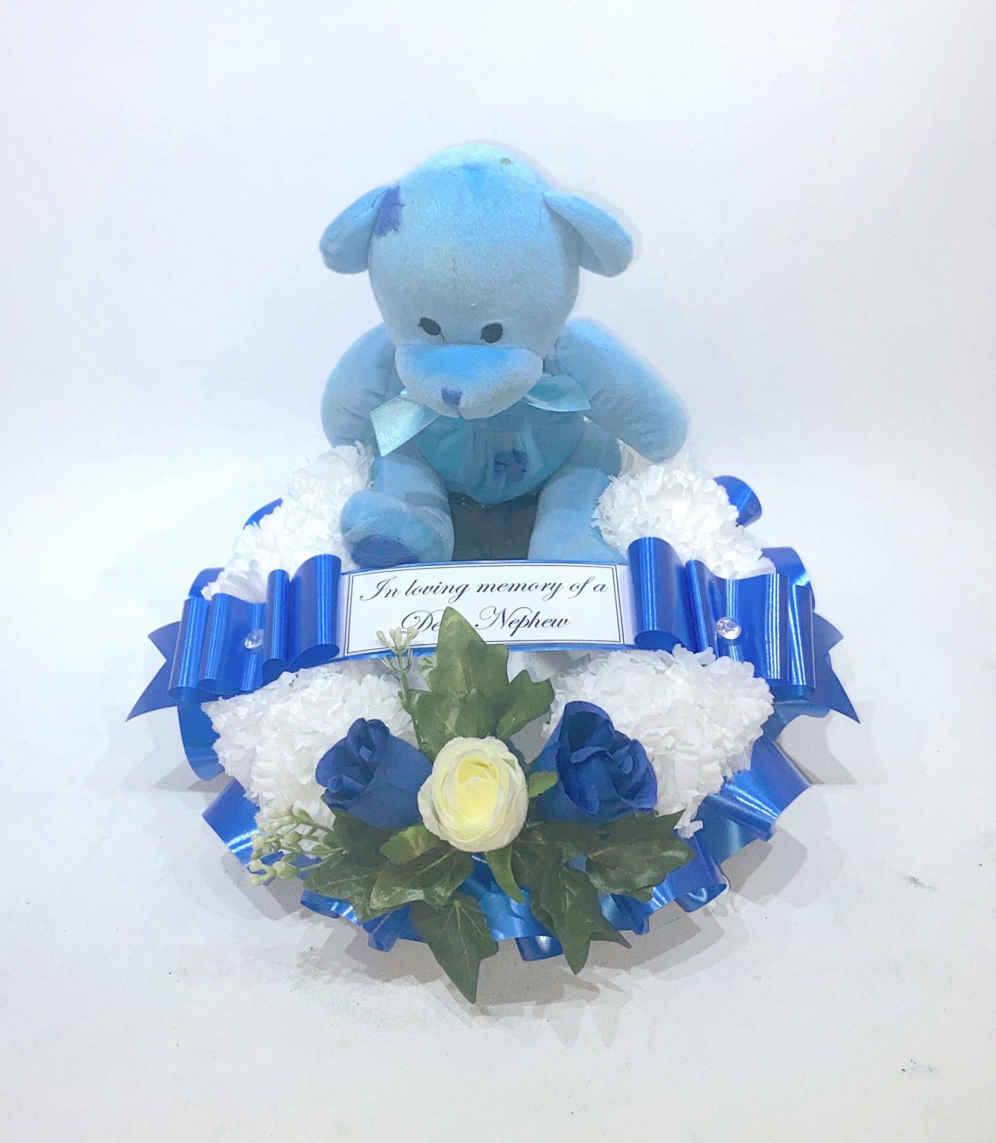 TEDDY BEAR WREATH RING - Funeral tribute - grave memorial - choice of ...